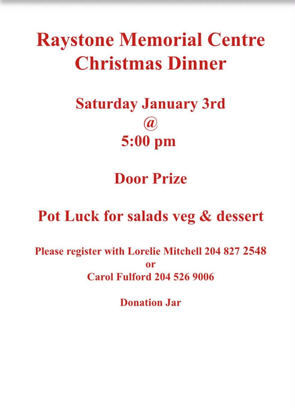 Christmas Dinner - Glenboro